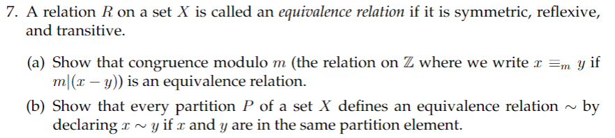 Solved 7. A relation R on a set X is called an equivalence | Chegg.com