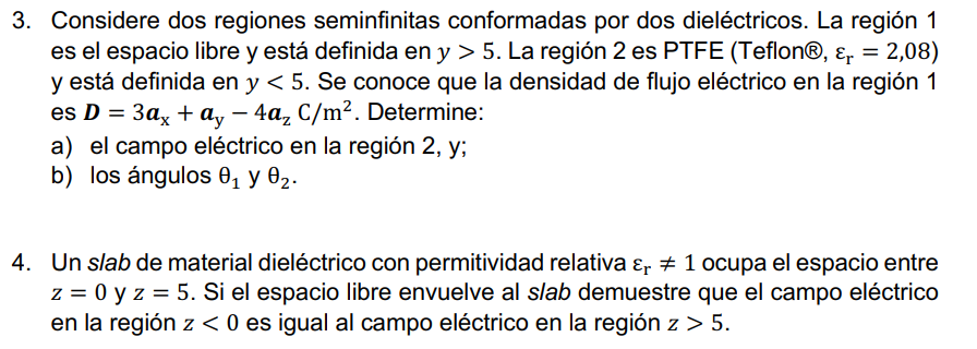 Solved 4) Consider two semi-infinite regions | Chegg.com