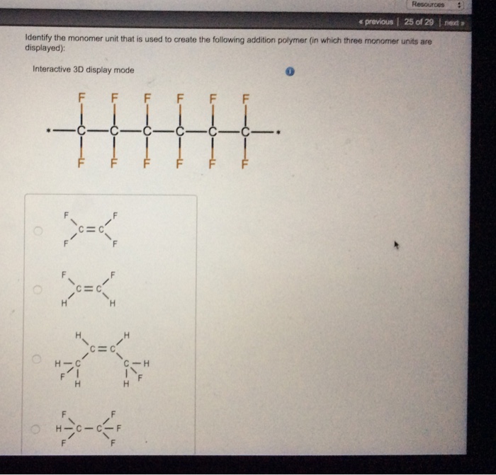 Solved Part A Identify the type of polymer that is formed | Chegg.com