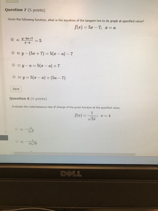 Solved Question 7 (5 points) Given the following function, | Chegg.com