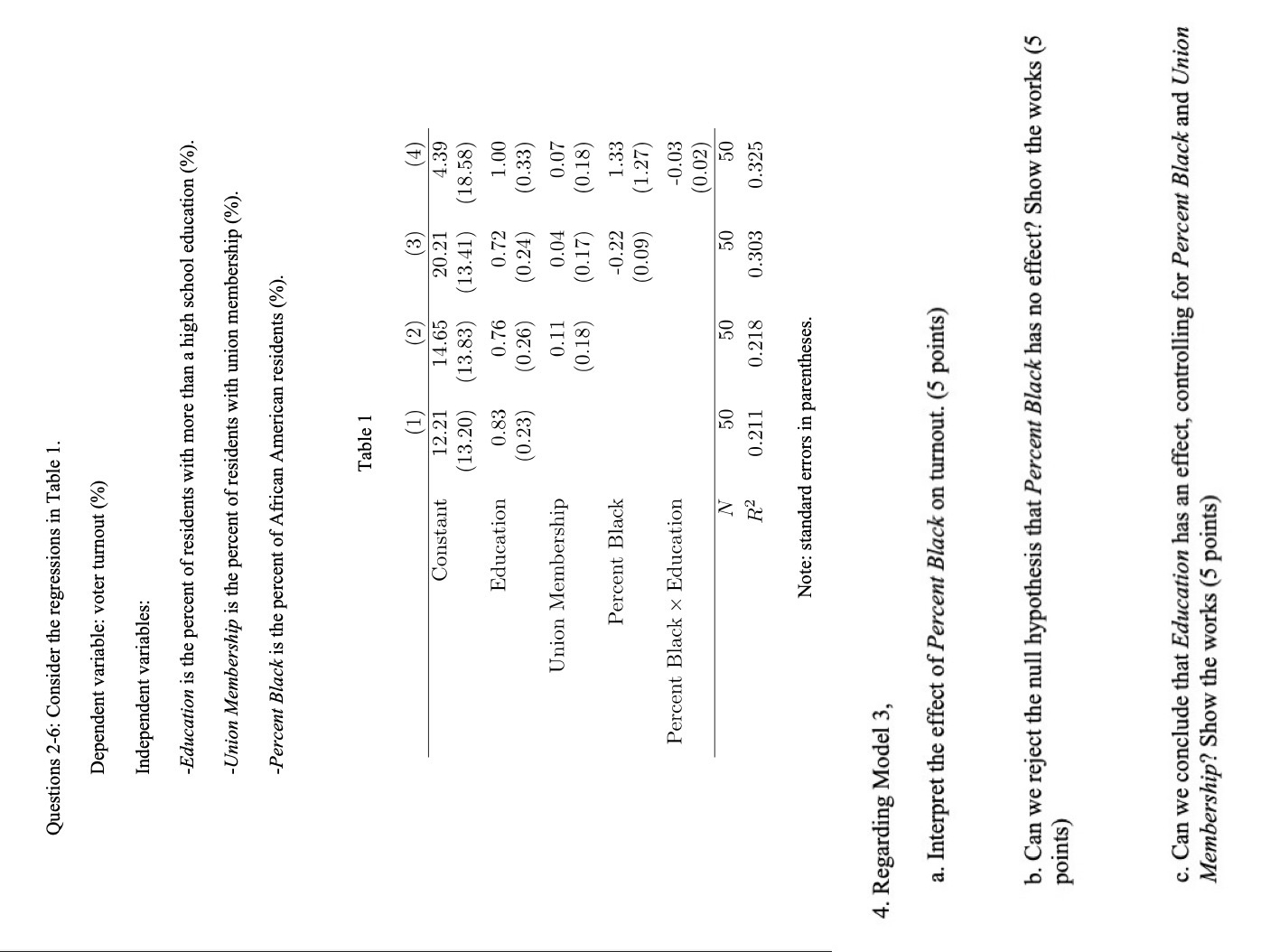 Solved Questions 2-6: Consider the regressions in Table | Chegg.com
