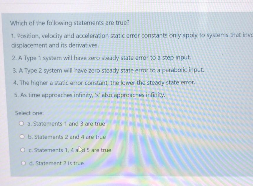 Solved Which of the following statements are true? 1. | Chegg.com