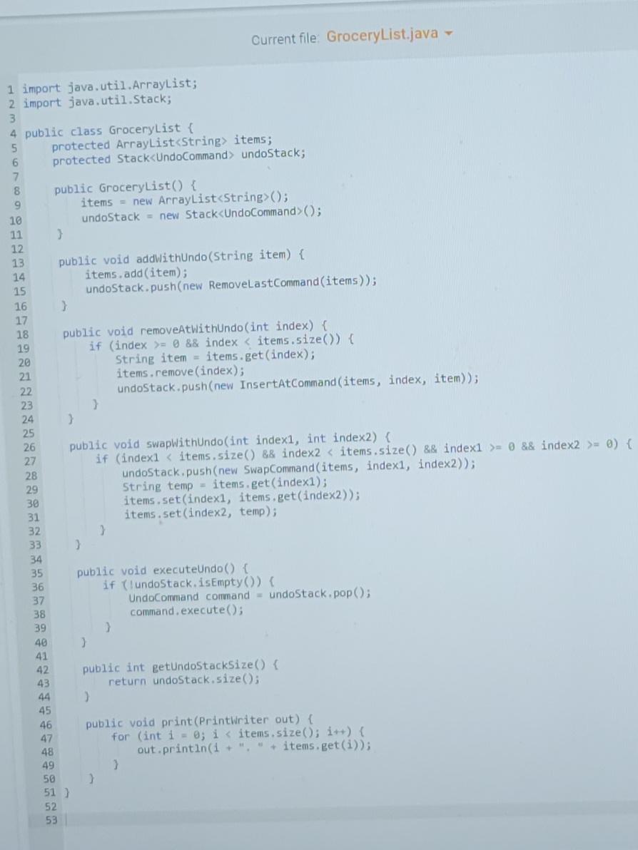 Solved 5.9 LAB: Grocery list editor with undo stack In this | Chegg.com
