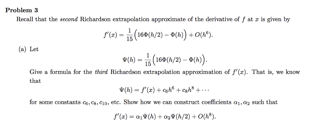 Solved Problem 3 Recall That The Second Richardson
