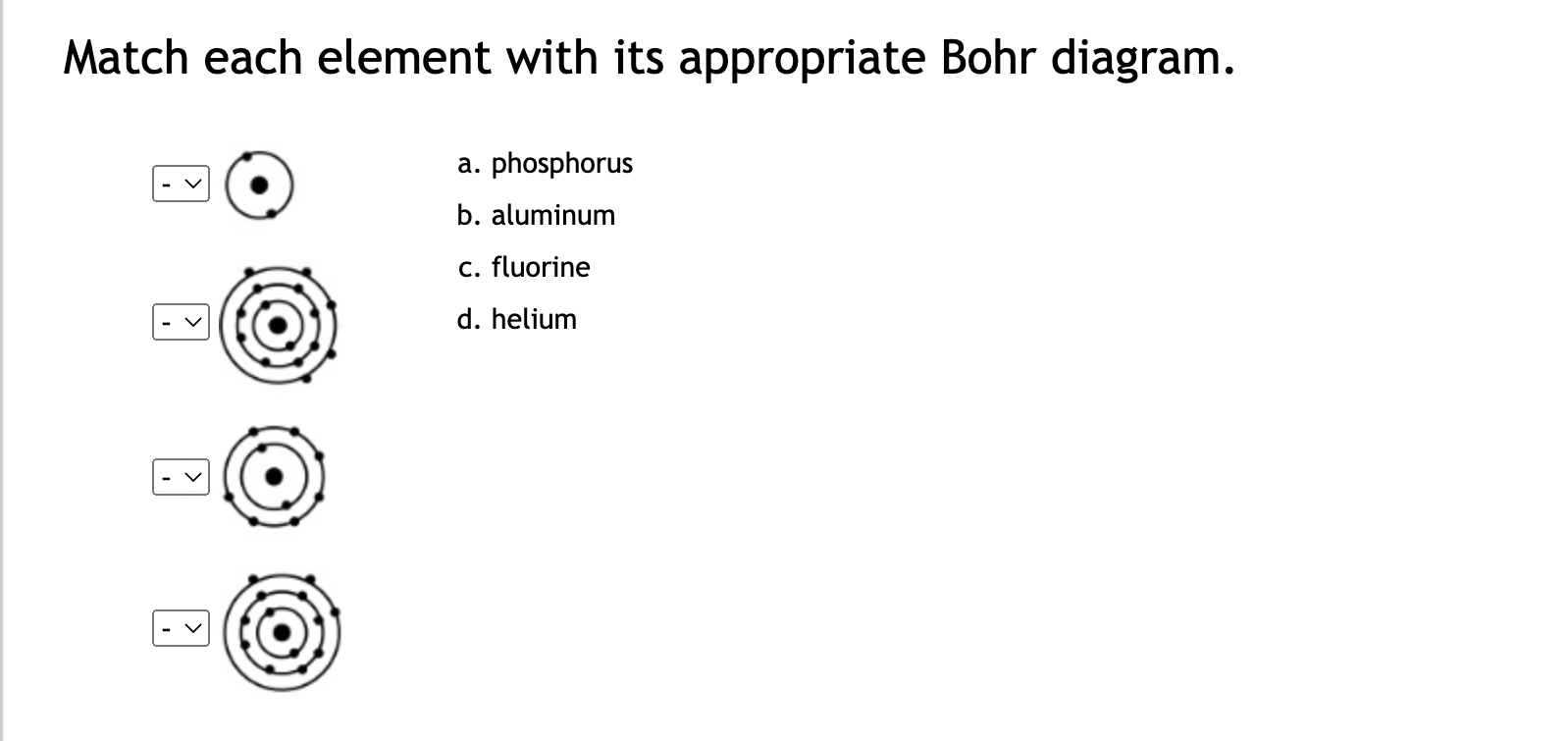 Solved Match each element with its appropriate Bohr diagram. | Chegg.com
