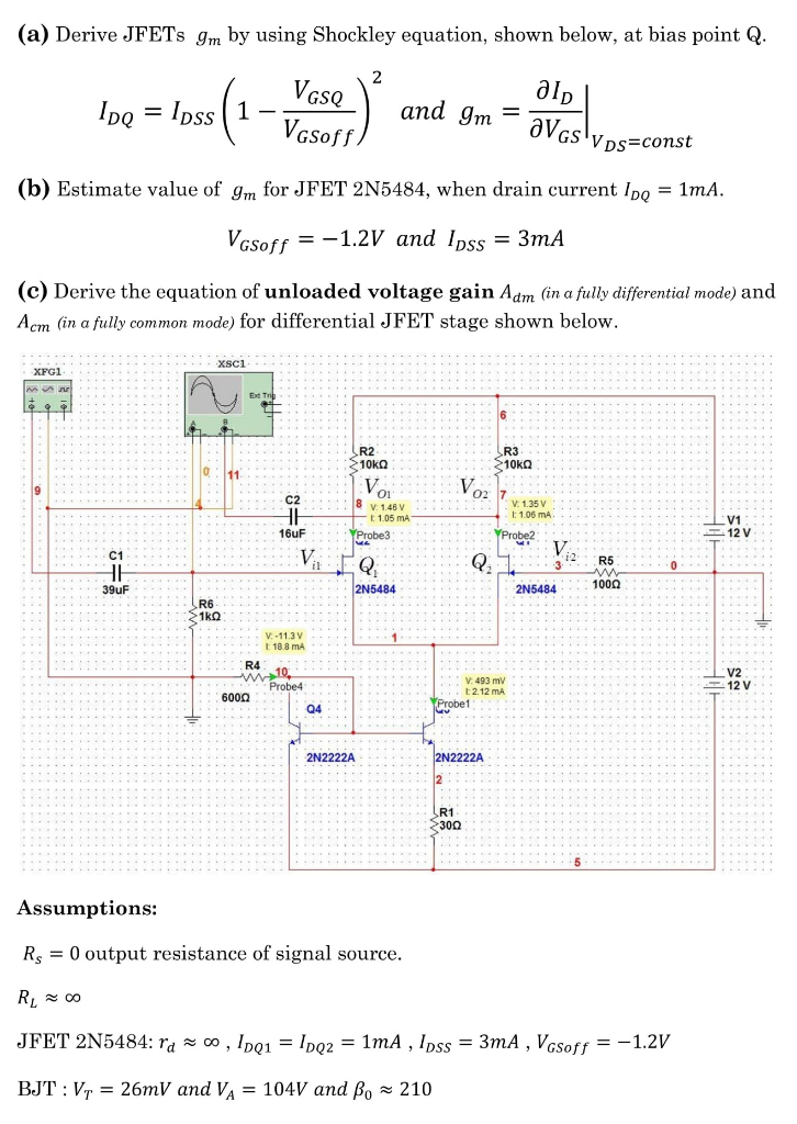 Solved (a) Derive JFETs 9m by using Shockley equation, shown | Chegg.com