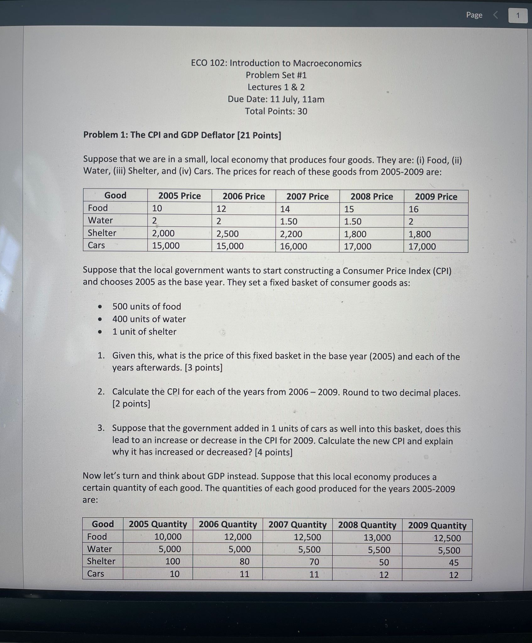 Solved Problem 2: Calculating GDP [9 Points] Consider the | Chegg.com