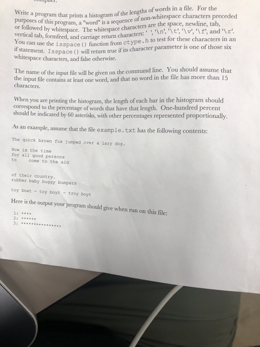 Solved or followed hu"word" is a sequence of non-whitespace | Chegg.com