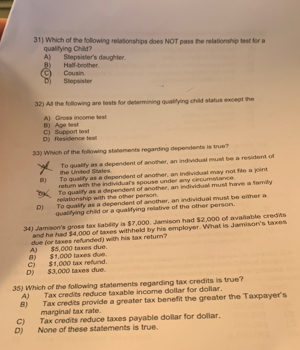 Solved 31) Which of the following relationships does NOT | Chegg.com