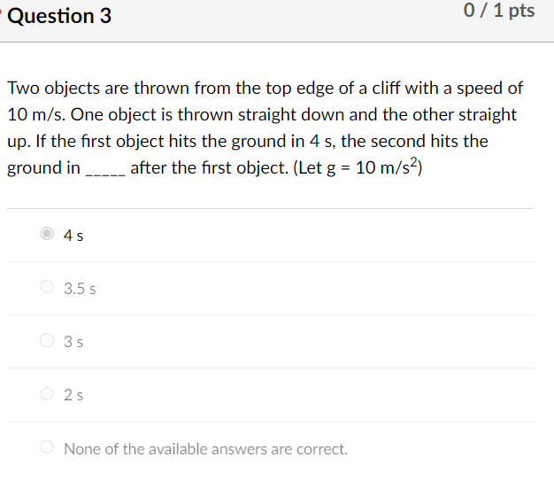 Solved Two objects are thrown from the top edge of a cliff | Chegg.com