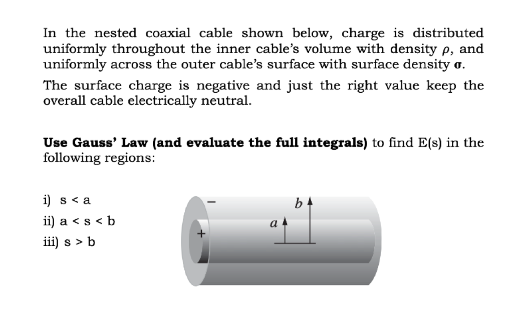 Solved In the nested coaxial cable shown below, charge is | Chegg.com