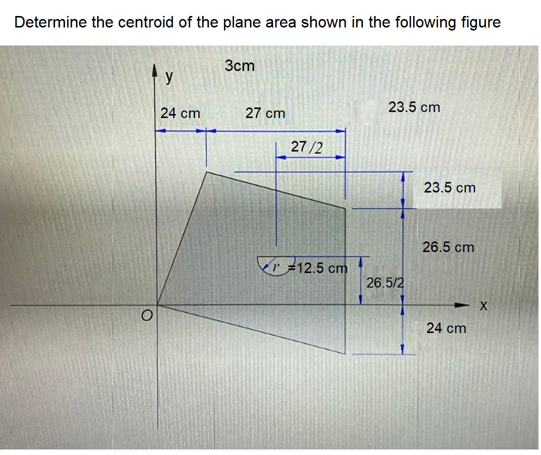 Solved Determine the centroid of the plane area shown in the | Chegg.com