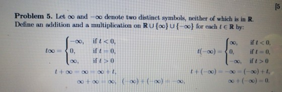 Solved Problem 5. Let oo and -o denote two distinct symbols, | Chegg.com
