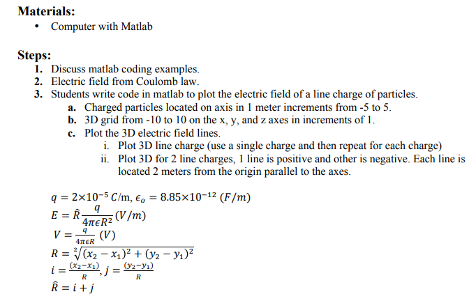 Solved Materials: Computer with Matlab Steps: 1. 2. 3. | Chegg.com