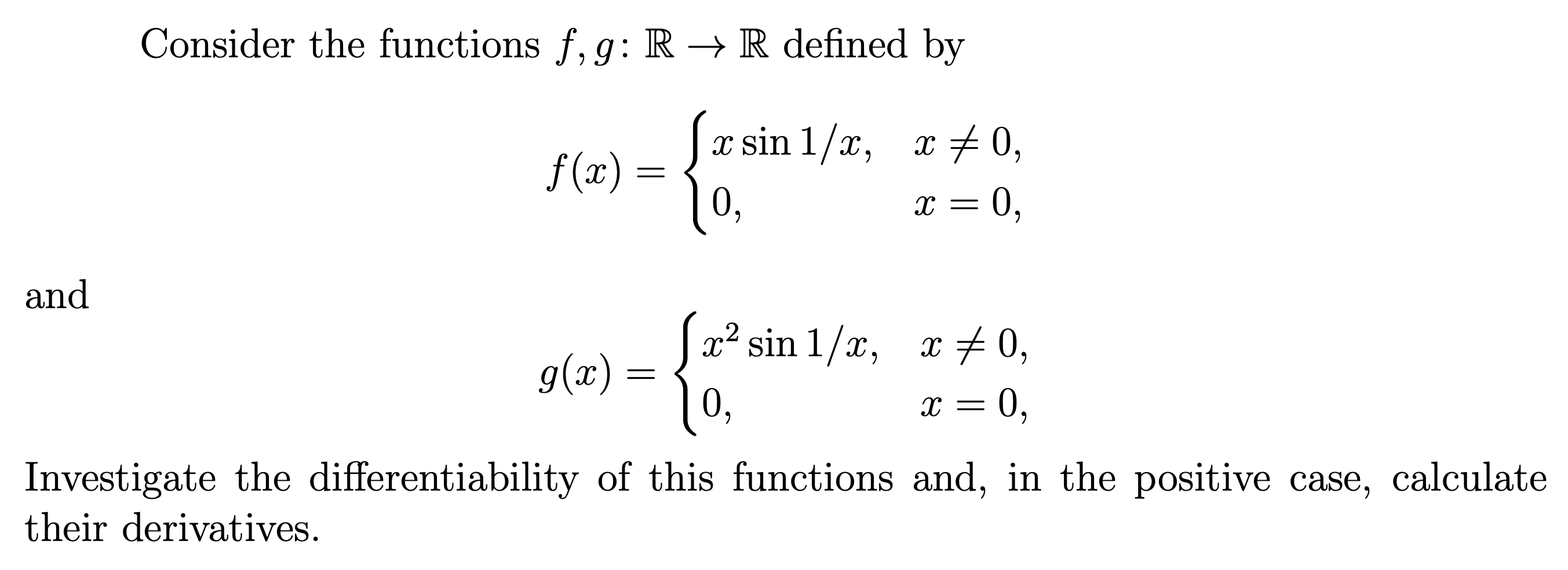 Solved Consider the functions f,g:R→R defined by | Chegg.com