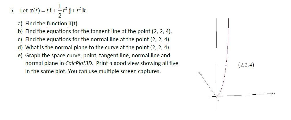 Solved 5. Let r(t)=ti+21t2j+t2k a) Find the function T(t) b) | Chegg.com
