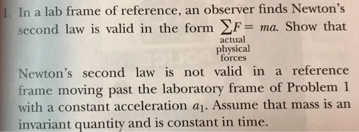 Solved In a lab frame of reference, an observer finds | Chegg.com