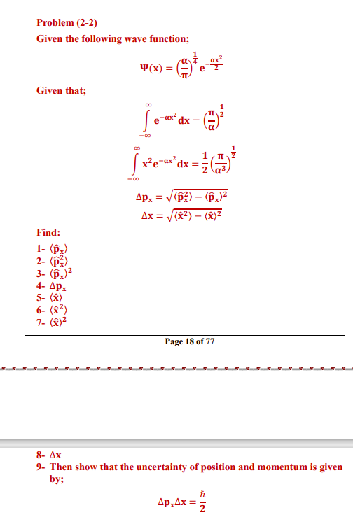 Solved Problem (2-2) Given the following wave function; | Chegg.com