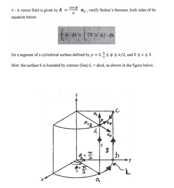 Solved COS O az , verify Stokes's theorem, both sides of the | Chegg.com