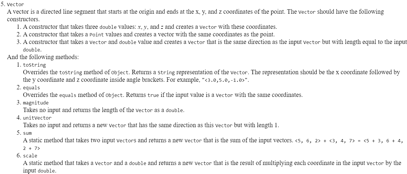 Solved 3. Point A 3-dimensional point. The point class | Chegg.com