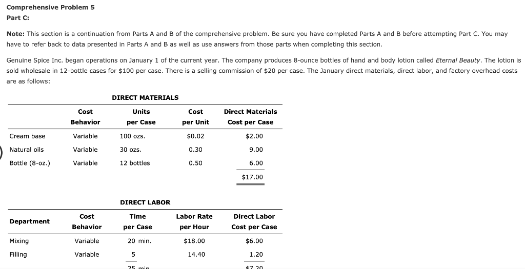 Solved Comprehensive Problem 5 Part C: Note: This section is | Chegg.com
