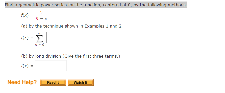 Find a geometric power series for the function, | Chegg.com