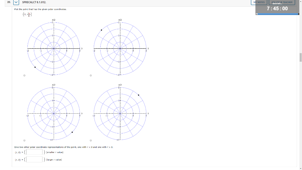 solved-plot-the-point-that-has-the-given-polar-chegg