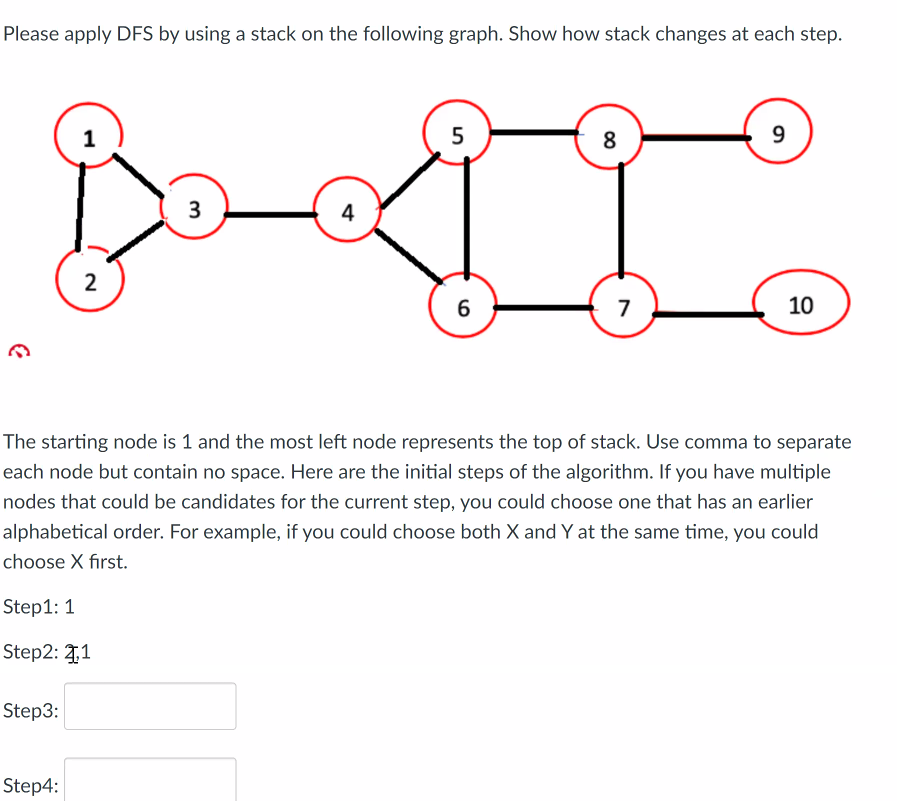 Solved Please apply DFS by using a stack on the following | Chegg.com