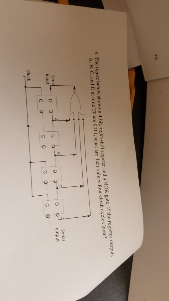 Solved 10 8. The figure below shows a 4-bit, right-shift | Chegg.com