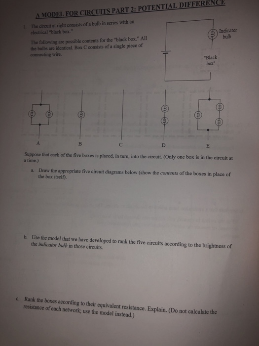 Solved A MODEL FOR CIRCUITS PARTA POTENTIAL DIFFERENCE The | Chegg.com