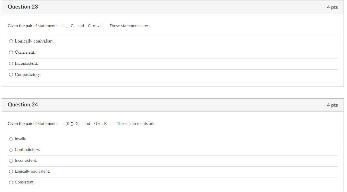 Solved Question 23 4 pts Given the pair of statements: IEC | Chegg.com