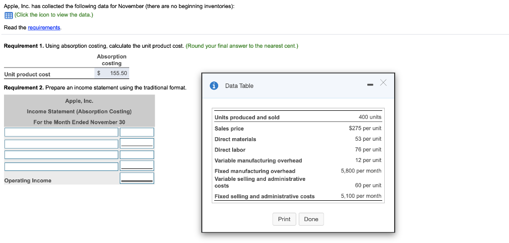 Solved Apple, Inc. has collected the following data for | Chegg.com
