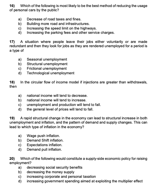 Solved 14) As a result of an economic policy change, | Chegg.com