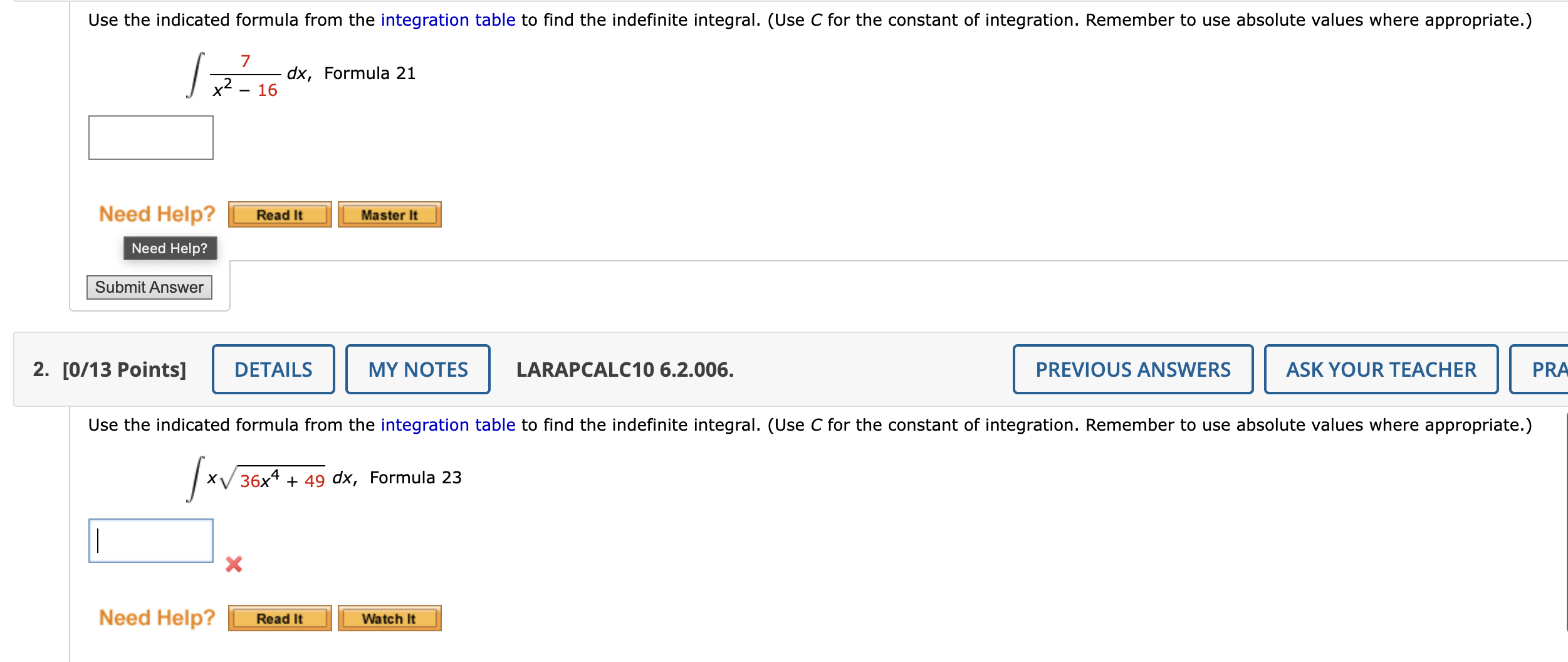 Solved Use the indicated formula from the integration table | Chegg.com