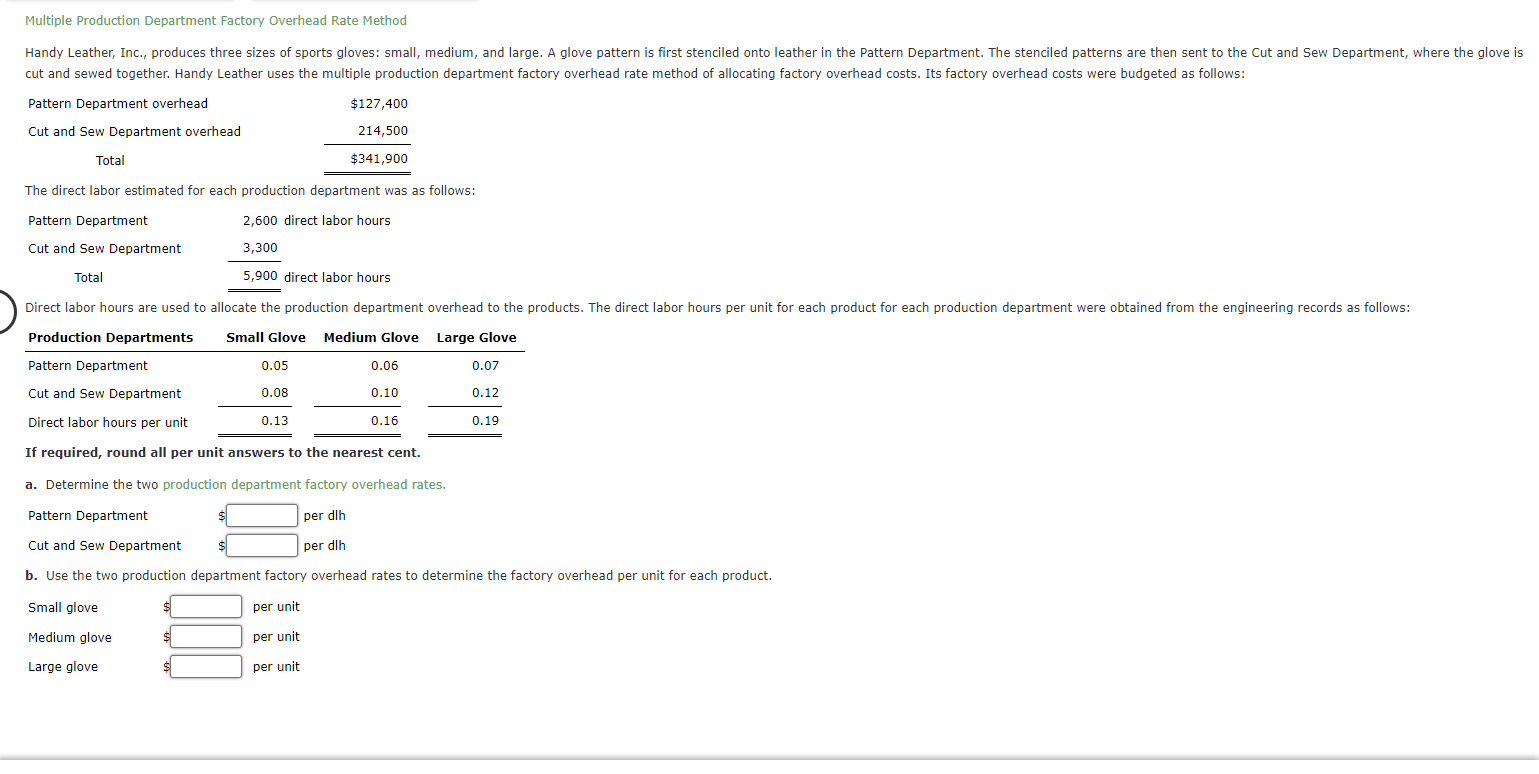 Solved Multiple Production Department Factory Overhead Rate | Chegg.com