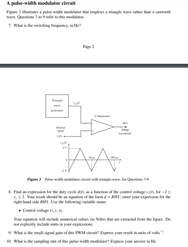 Solved A pulse-width modulator circuit Figure 3 illustrates | Chegg.com