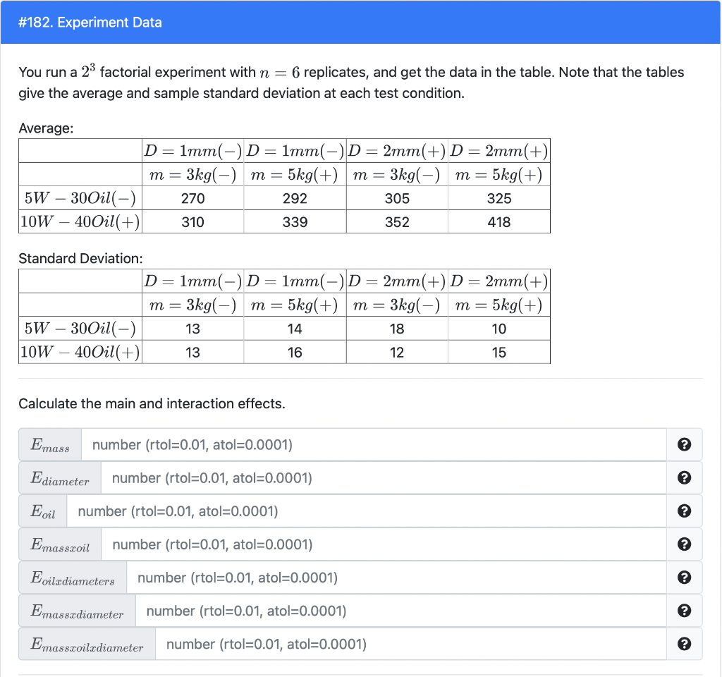 Solved # 182. Experiment Data You run a 2³ factorial | Chegg.com