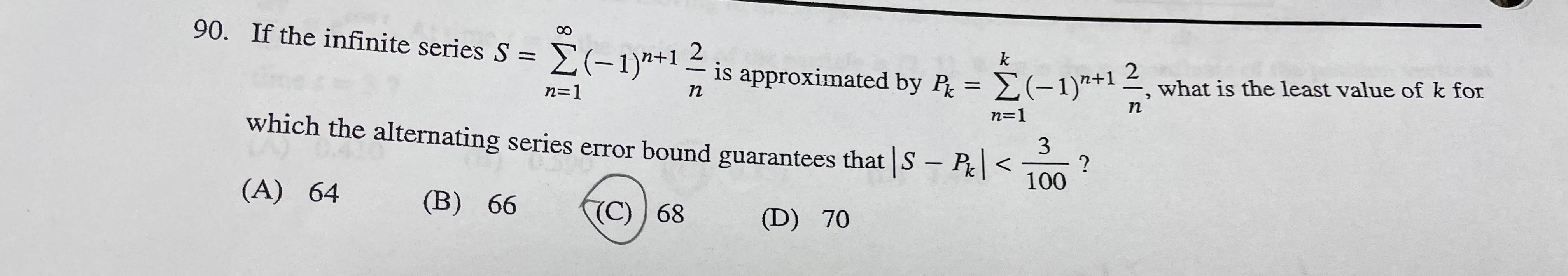 Solved 90. If the infinite series S=∑n=1∞(−1)n+1n2 is | Chegg.com