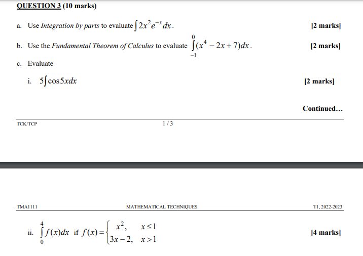 Solved a. Use Integration by parts to evaluate ∫2x2e−xdx. [2 | Chegg.com