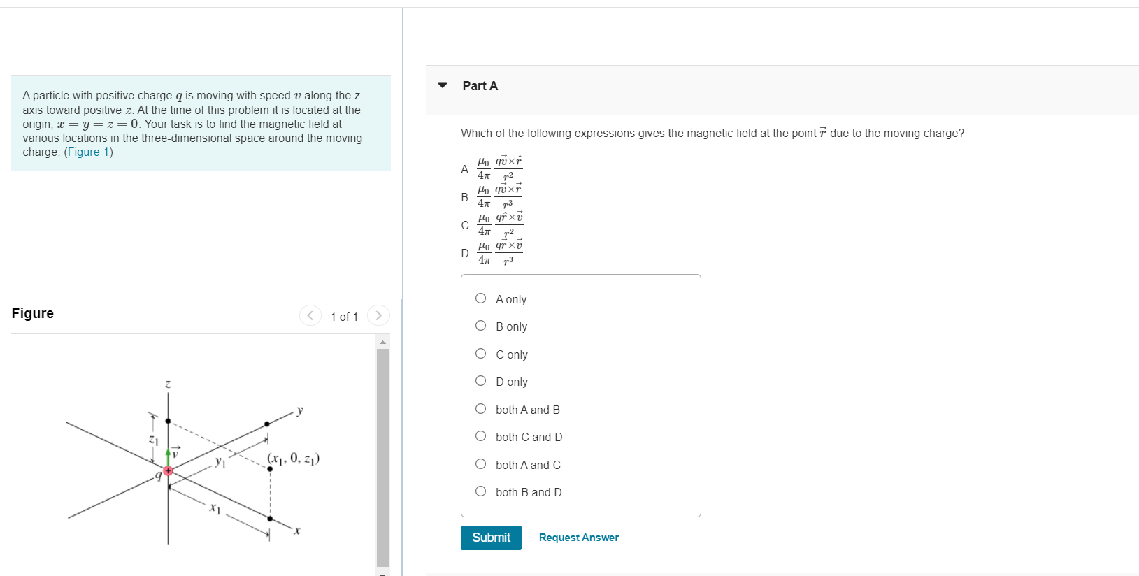 Solved Part A A particle with positive charge q is moving | Chegg.com