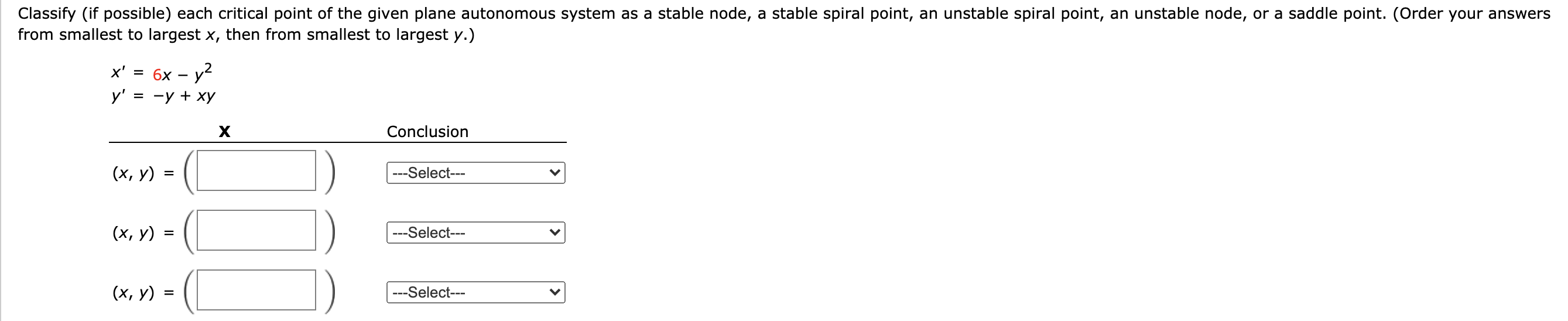 Solved Classify (if possible) each critical point of the | Chegg.com