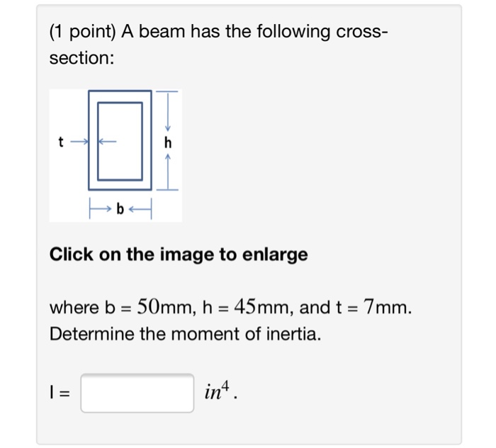 Solved (1 point) A beam has the following cross- section: | Chegg.com