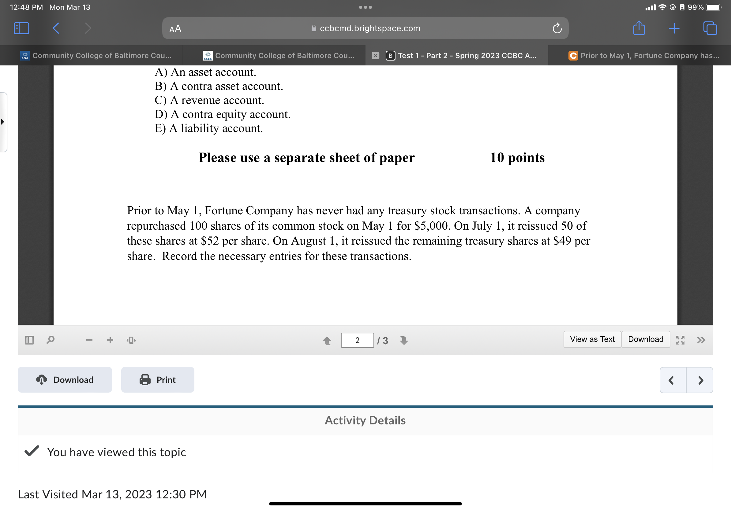 Solved A) An asset account. B) A contra asset account. C) A | Chegg.com