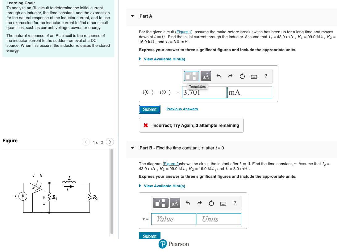 Solved Part A Learning Goal: To analyze an RL circuit to | Chegg.com