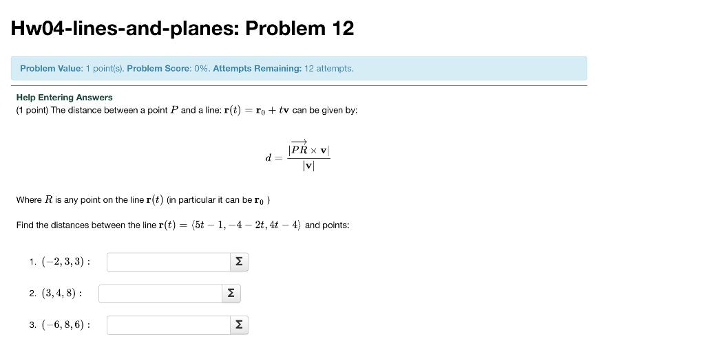 Solved Help Entering Answers (1 point) The distance between | Chegg.com