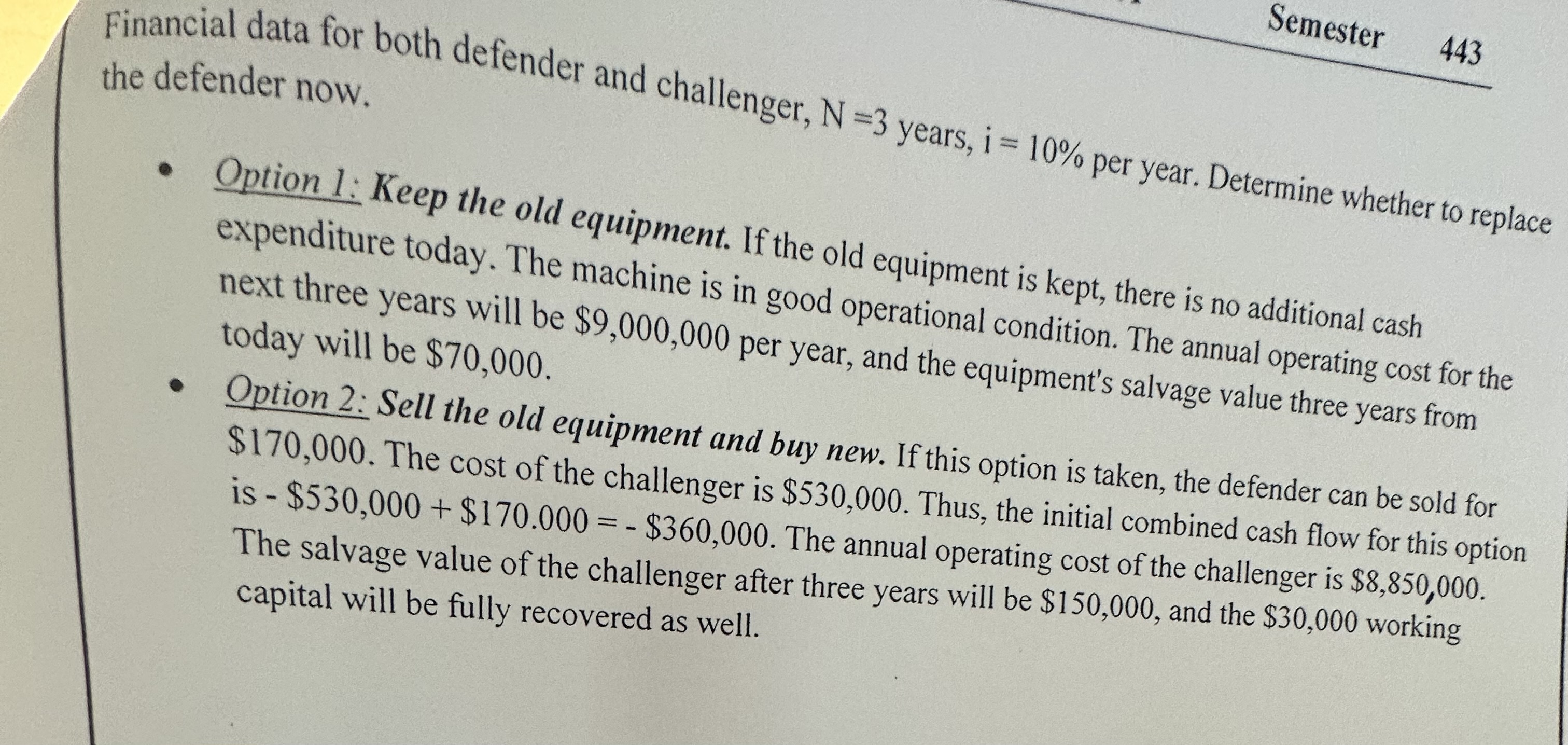 Solved Financial data for both defender and challenger, N=3 | Chegg.com