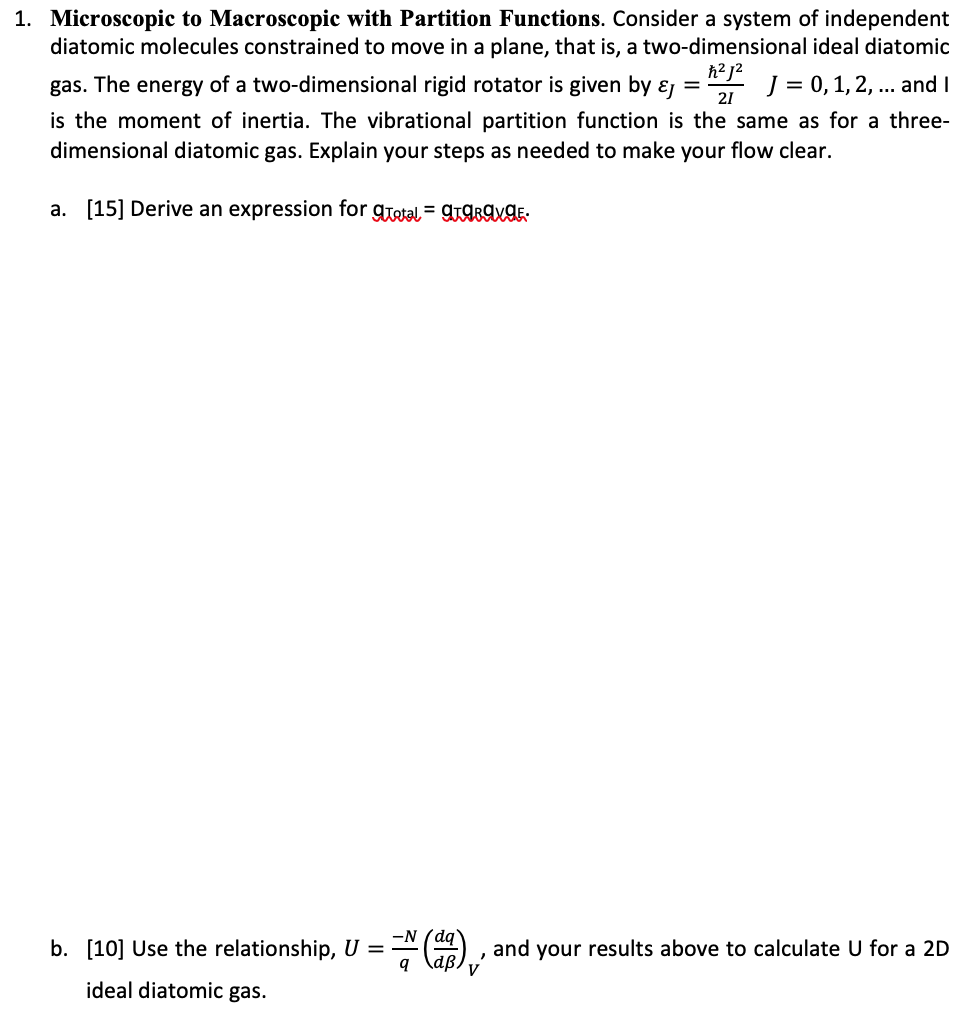 1. Microscopic to Macroscopic with Partition | Chegg.com