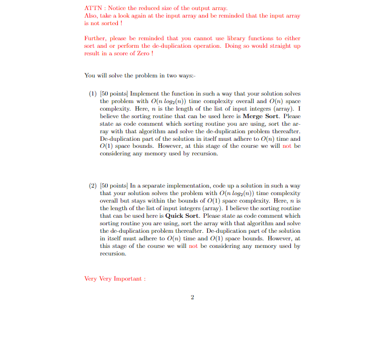 Solved about input arrays being always sorted :) In user | Chegg.com