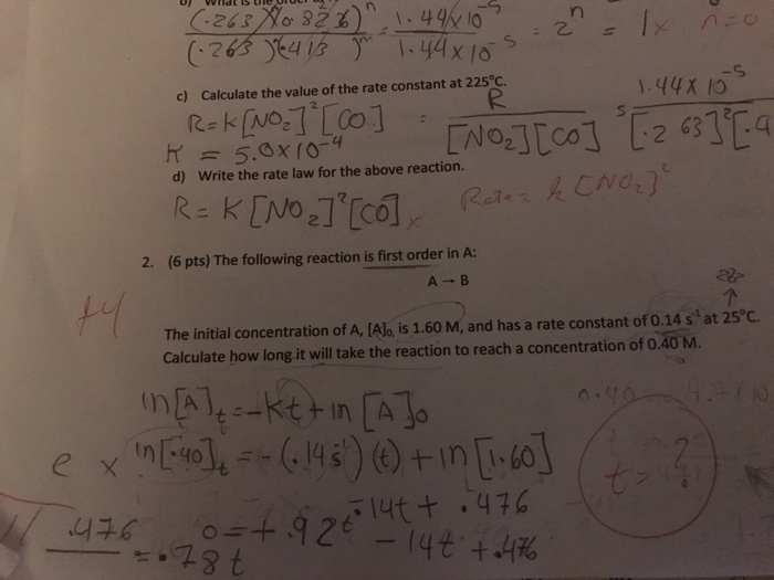 Solved Calculate the value of the rate constant at 225 | Chegg.com