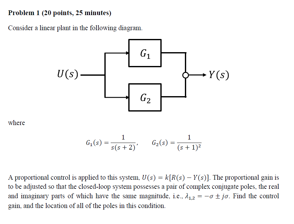 Solved Problem 1 (20 points, 25 minutes) Consider a linear | Chegg.com